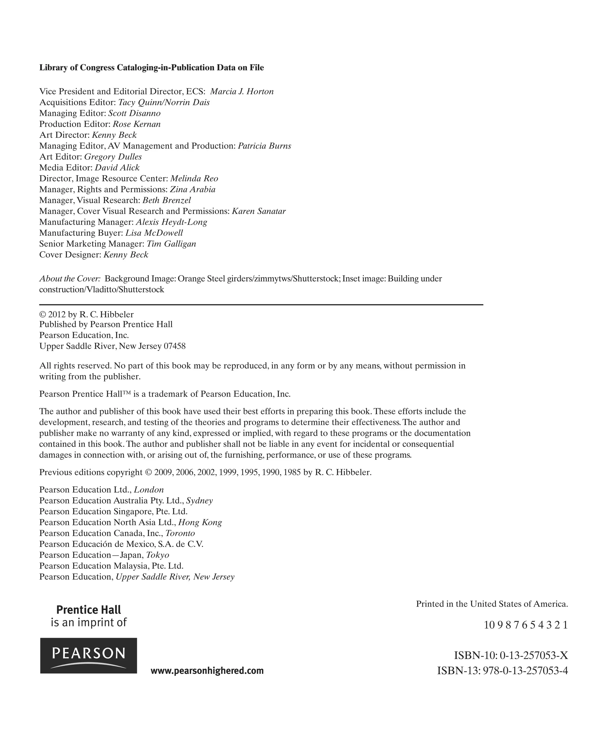 Structural Analysis, Hibbeler, 8th ed Textbook | PDF