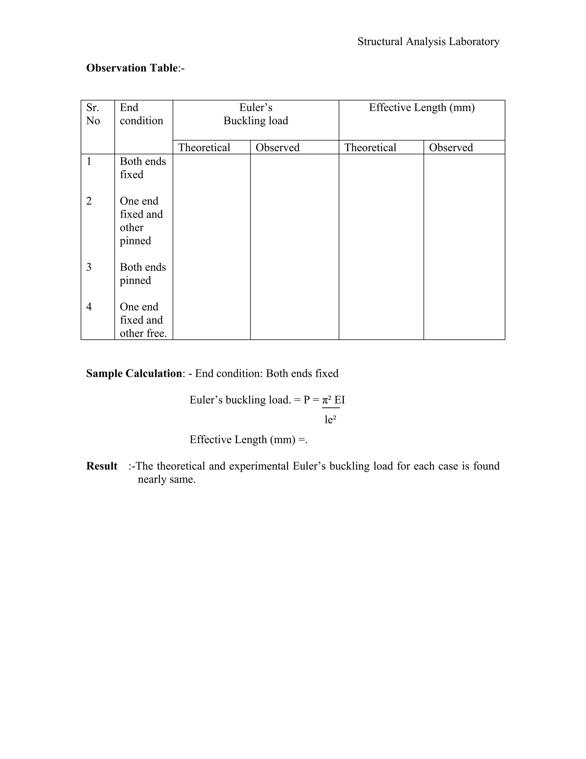 Structural analysis lab | PDF