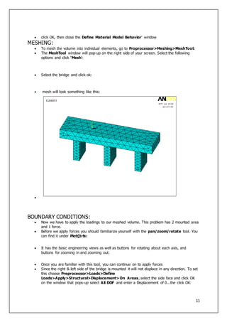 Structural analysis of a road bridge using ansys | DOCX