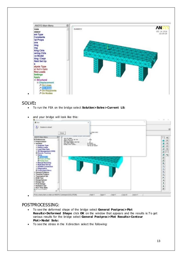 Structural analysis of a road bridge using ansys