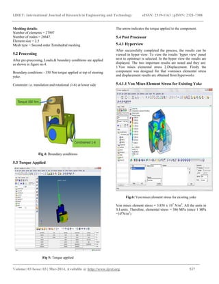 Structural analysis of steering yoke of an automobile for withstanding ...