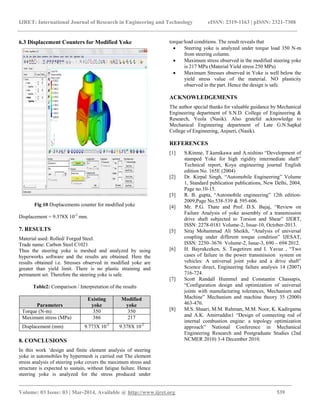 Structural analysis of steering yoke of an automobile for withstanding ...