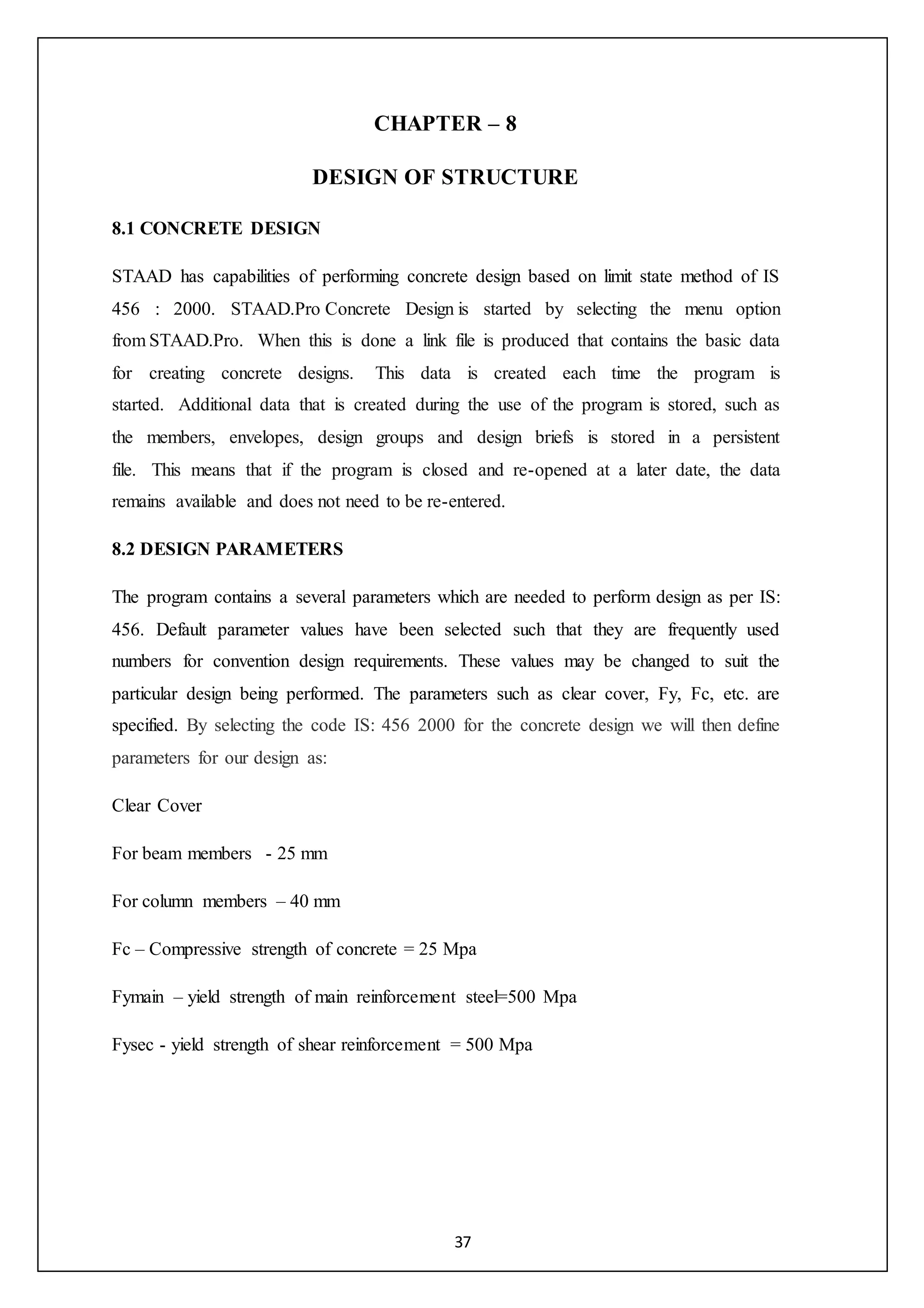 Structural anaysis and design of g + 5 storey building using bentley stadd pro software | DOCX