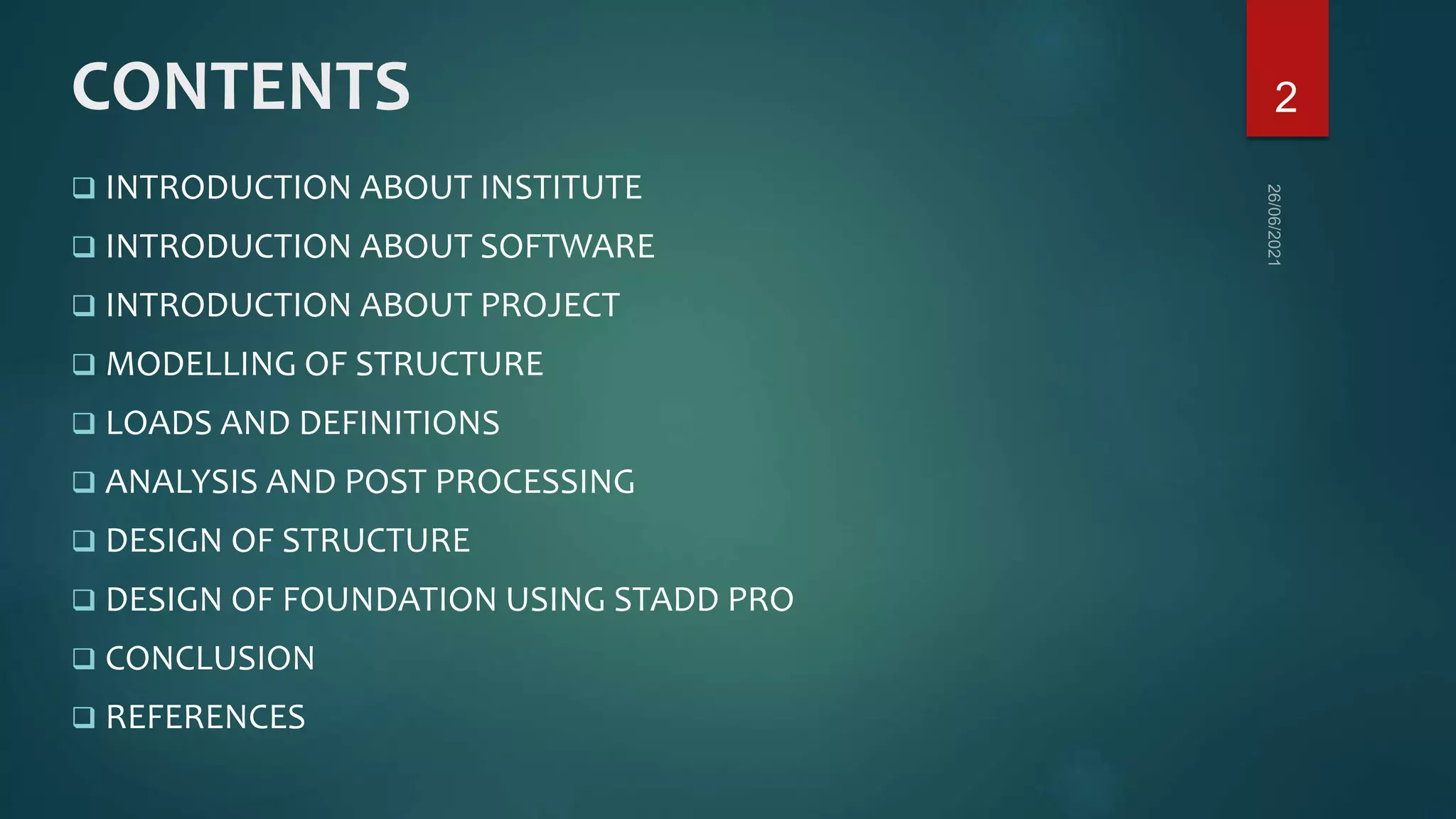 Structural anaysis and design of g + 5 storey building using bentley stadd pro software | PPTX