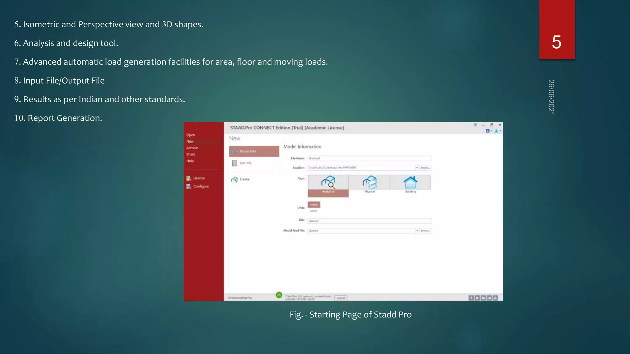 Structural anaysis and design of g + 5 storey building using bentley stadd pro software | PPTX