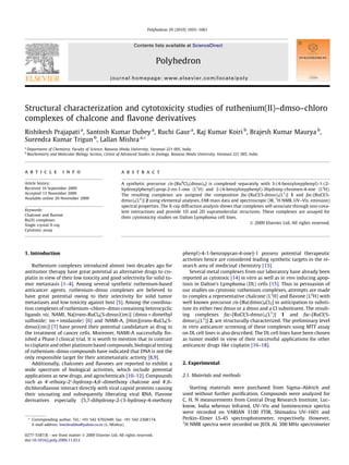 Structural characterization and cytotoxicity studies of ruthenium(ii)–dmso–chloro | PDF