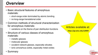 Amorphous Materials: Structural Principles and Characterization | PDF