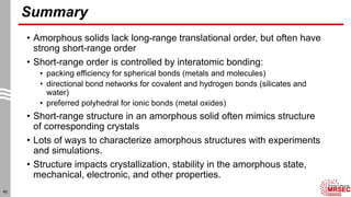 Amorphous Materials: Structural Principles and Characterization | PDF
