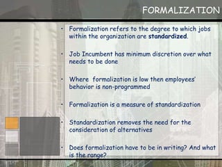 Structural dimensions in organizations | PPTX