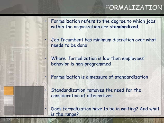 Structural dimensions in organizations | PPTX