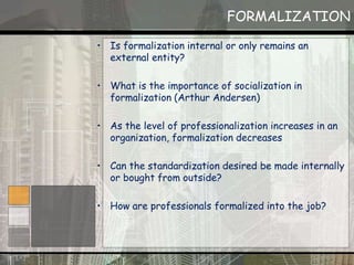 Structural dimensions in organizations | PPTX