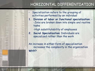 Structural dimensions in organizations | PPTX