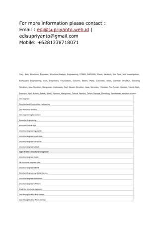 Structural Engineer | Structural Designer Sulawesi Tengah Palu Sulawesi | PDF