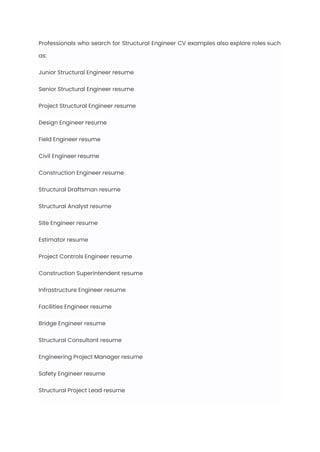 Structural Engineer Resume Examples & Writing Guide for 2025 | PDF