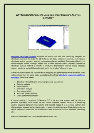 Why Structural Engineers Uses Non-linear Structure Analysis Software? | PDF