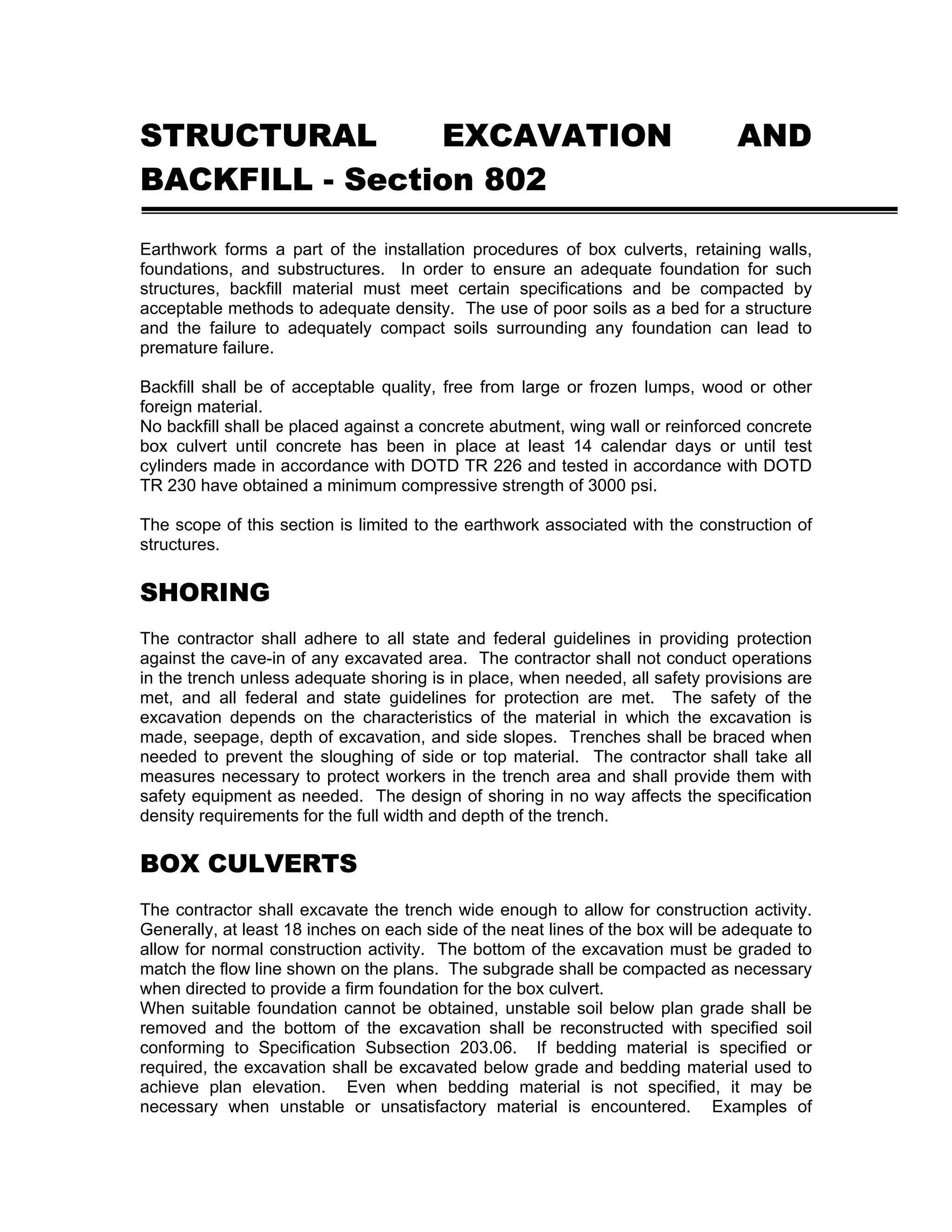 Structural excavation and backfill | PDF