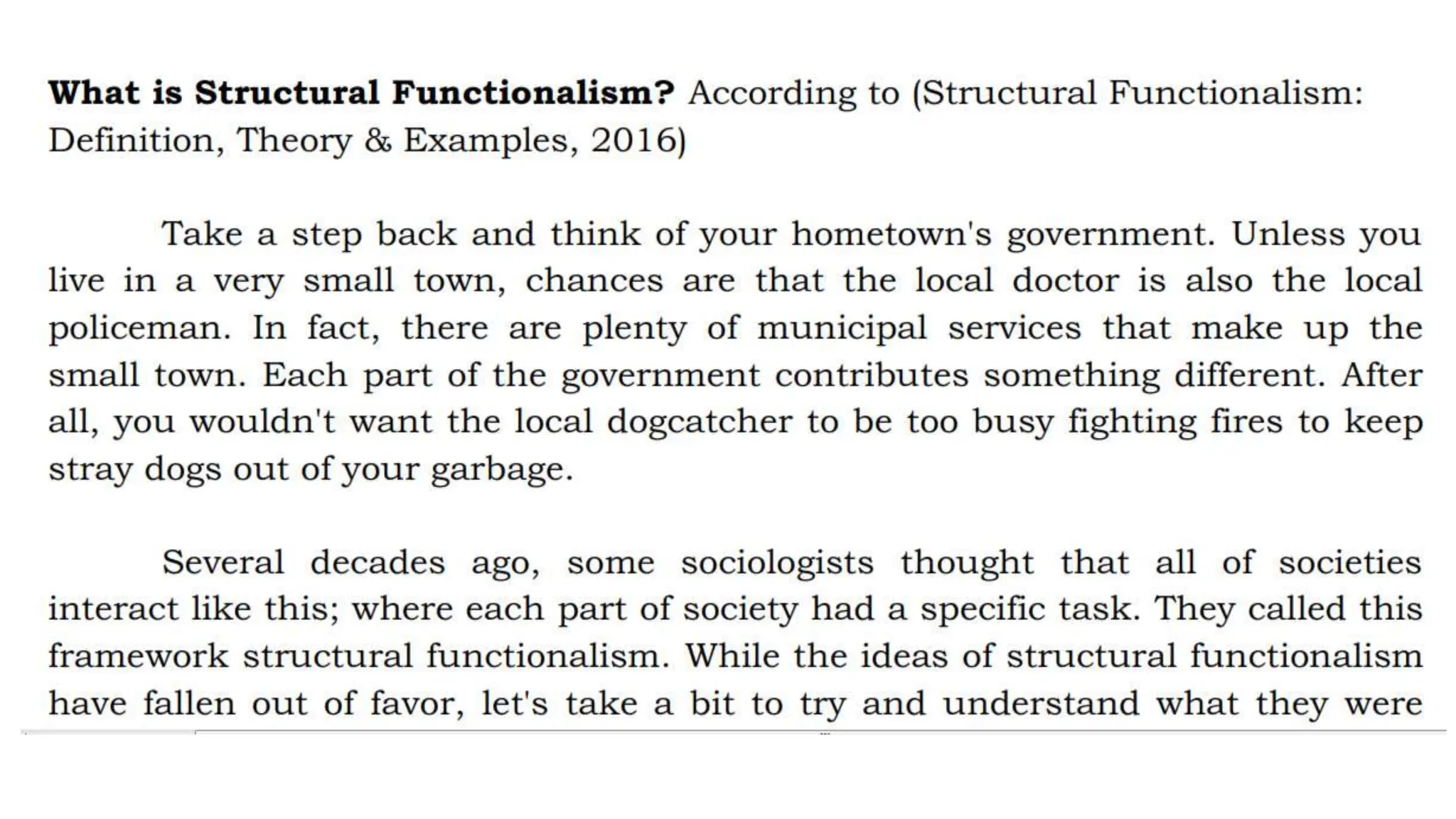 STRUCTURAL FUNCTIONALISM & ITS IMPORTANCE IN EXAMINING SOCIO-ECONOMIC ...