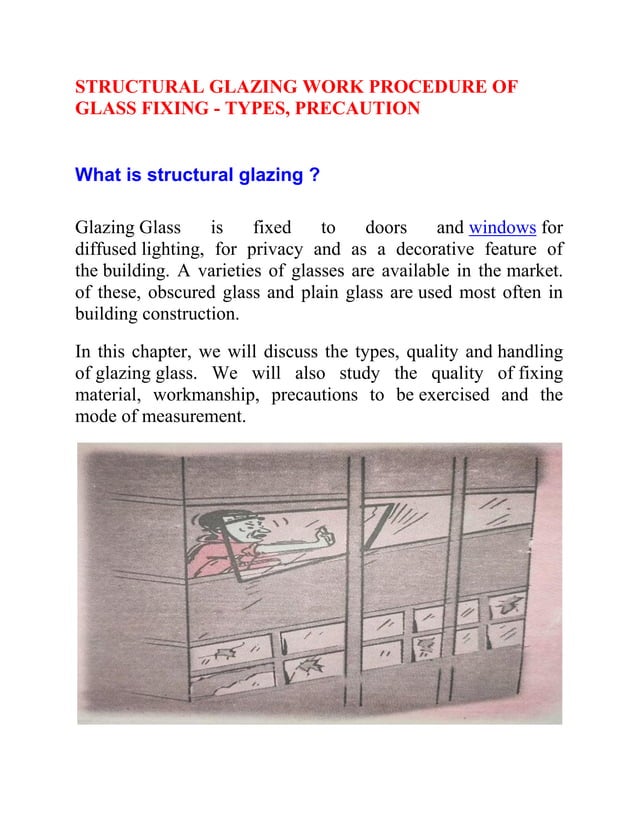 Structural glazing work procedure of glass fixing - types, precaution ...