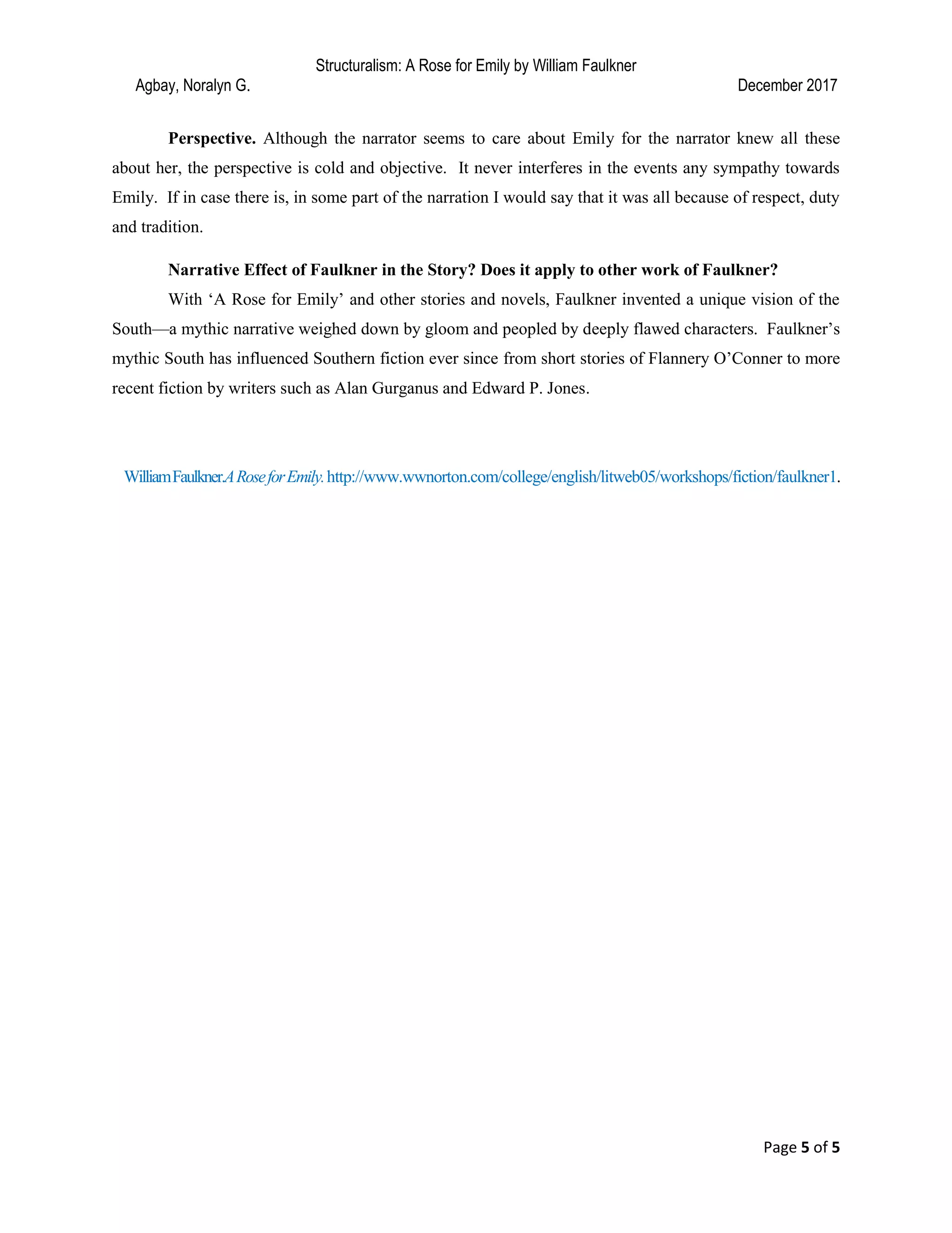 Structuralism a rose for emily by william faulkner | PDF