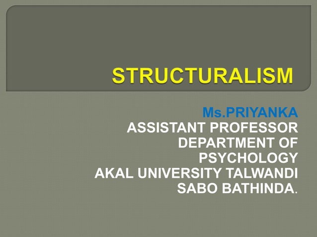 Structuralism School of Psychology | PPTX