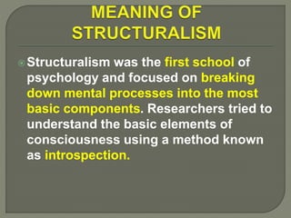 Structuralism School of Psychology | PPTX
