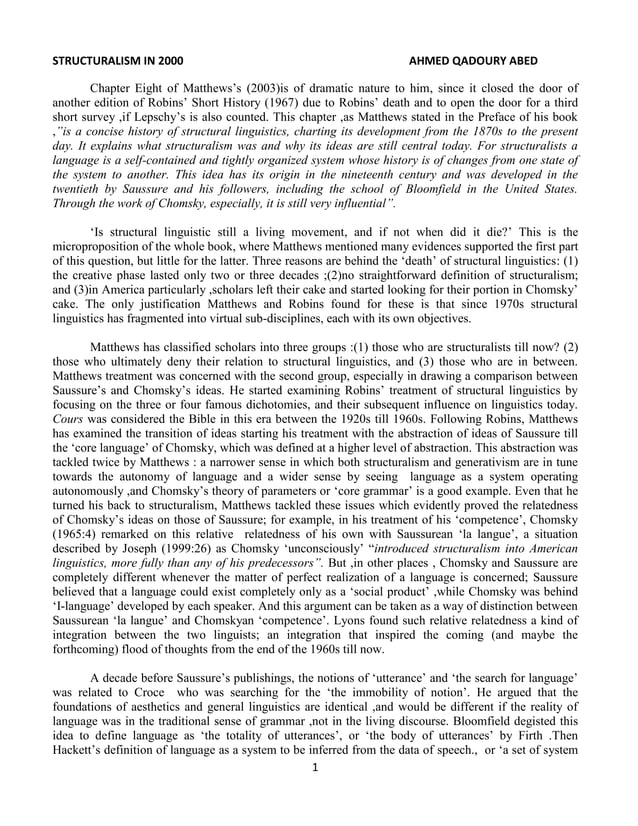 Structuralism in 2000 ahmed qadoury abed | PDF