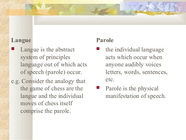 langue and parole in linguistics with examples