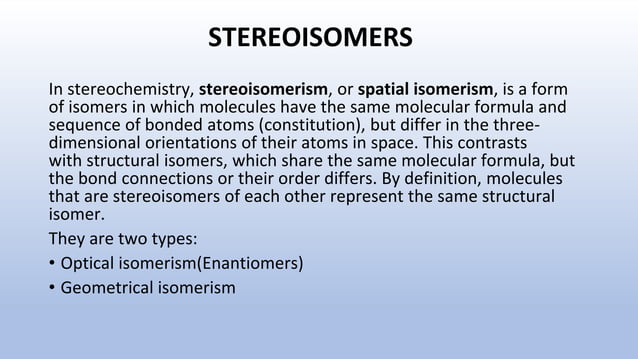 Structural isomers and stereoisomers configuration | types of isomers ...