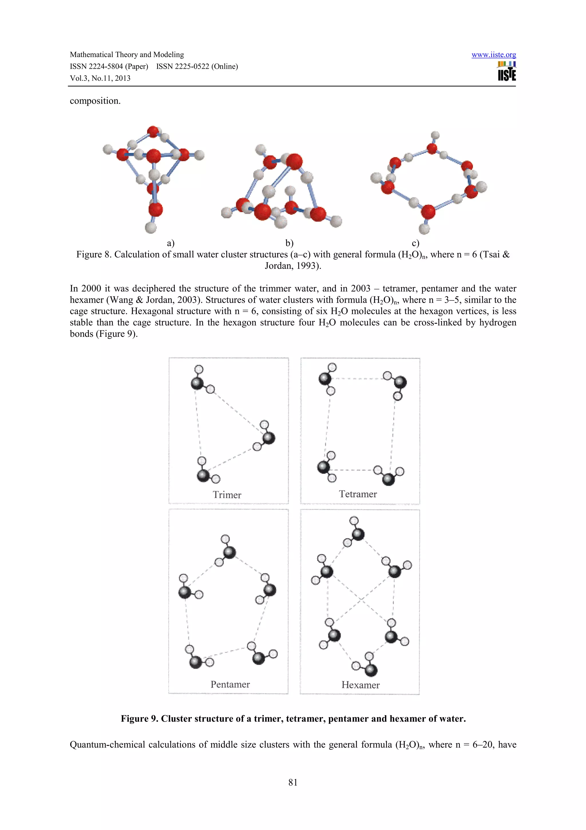 Structural mathematical models describing water clusters | PDF