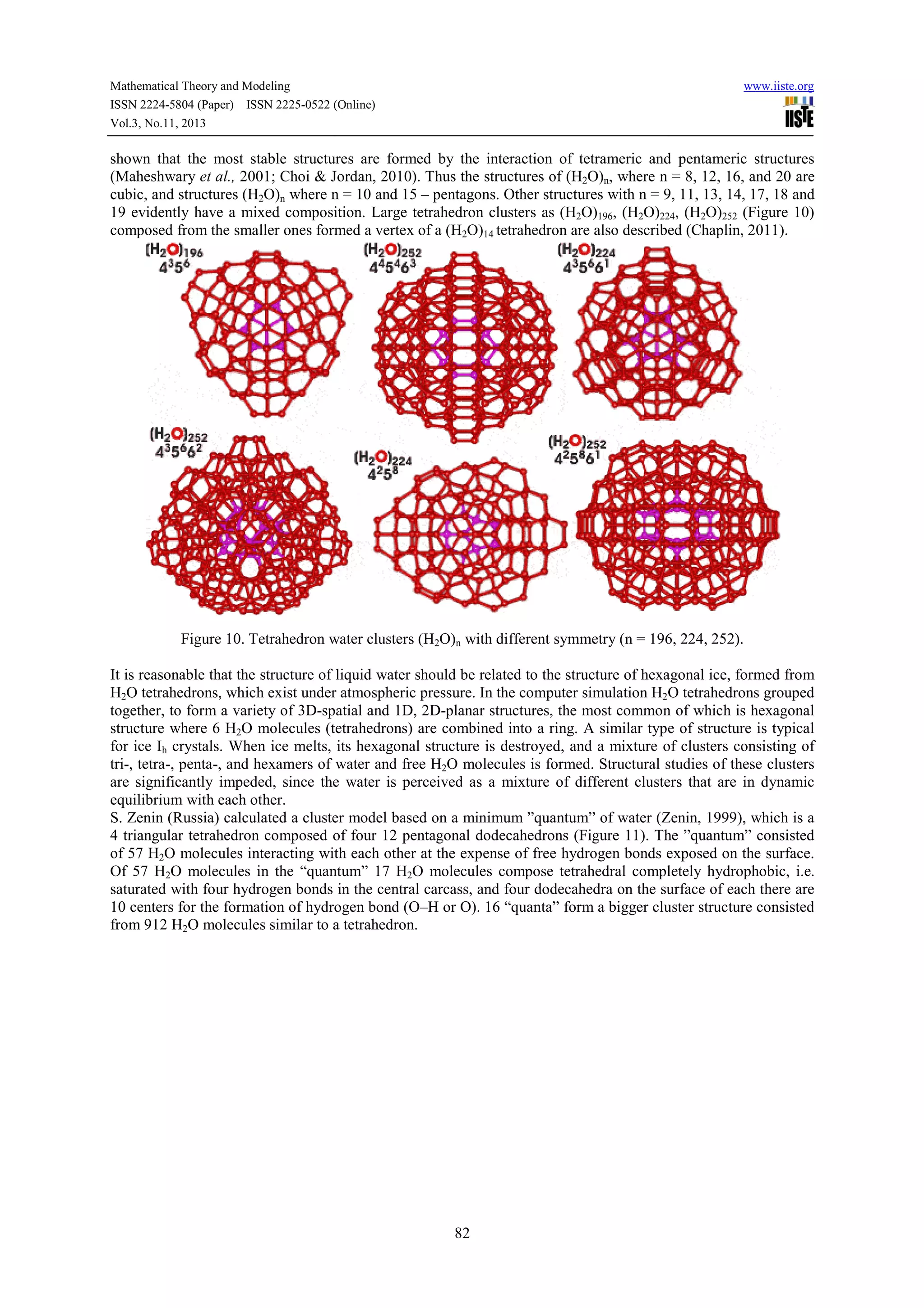 Structural mathematical models describing water clusters | PDF