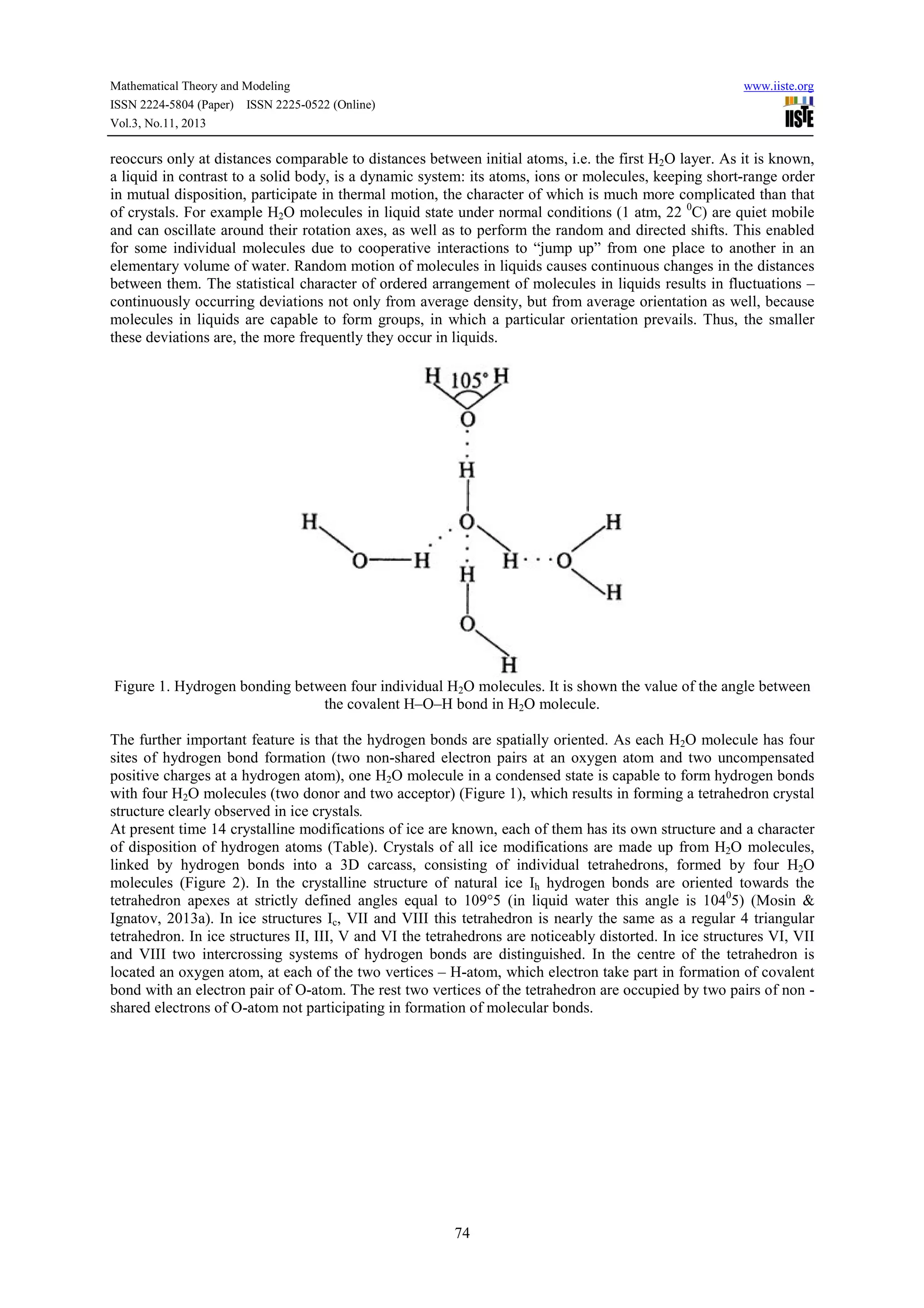 Structural mathematical models describing water clusters | PDF