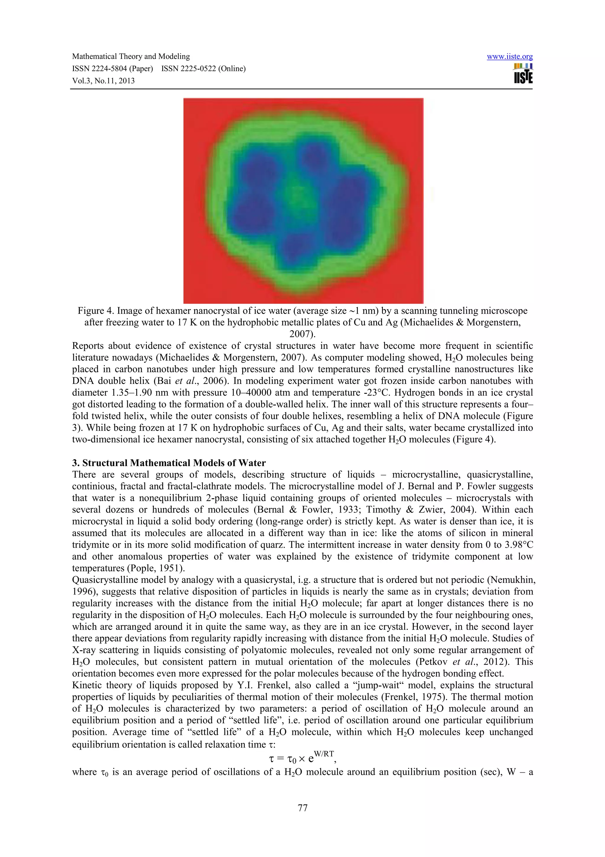 Structural mathematical models describing water clusters | PDF