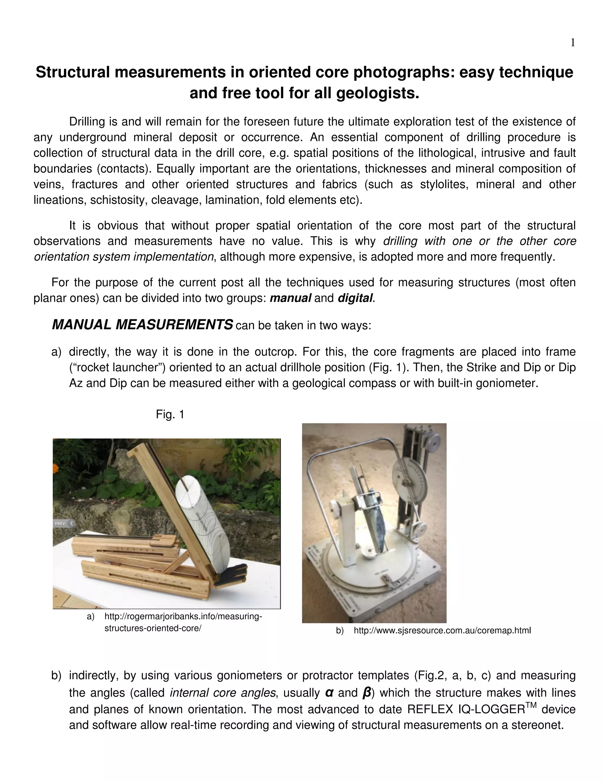 Structural measurements in oriented core photograph january 2019 ...