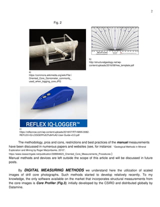Structural measurements in oriented core photograph january 2019 ...
