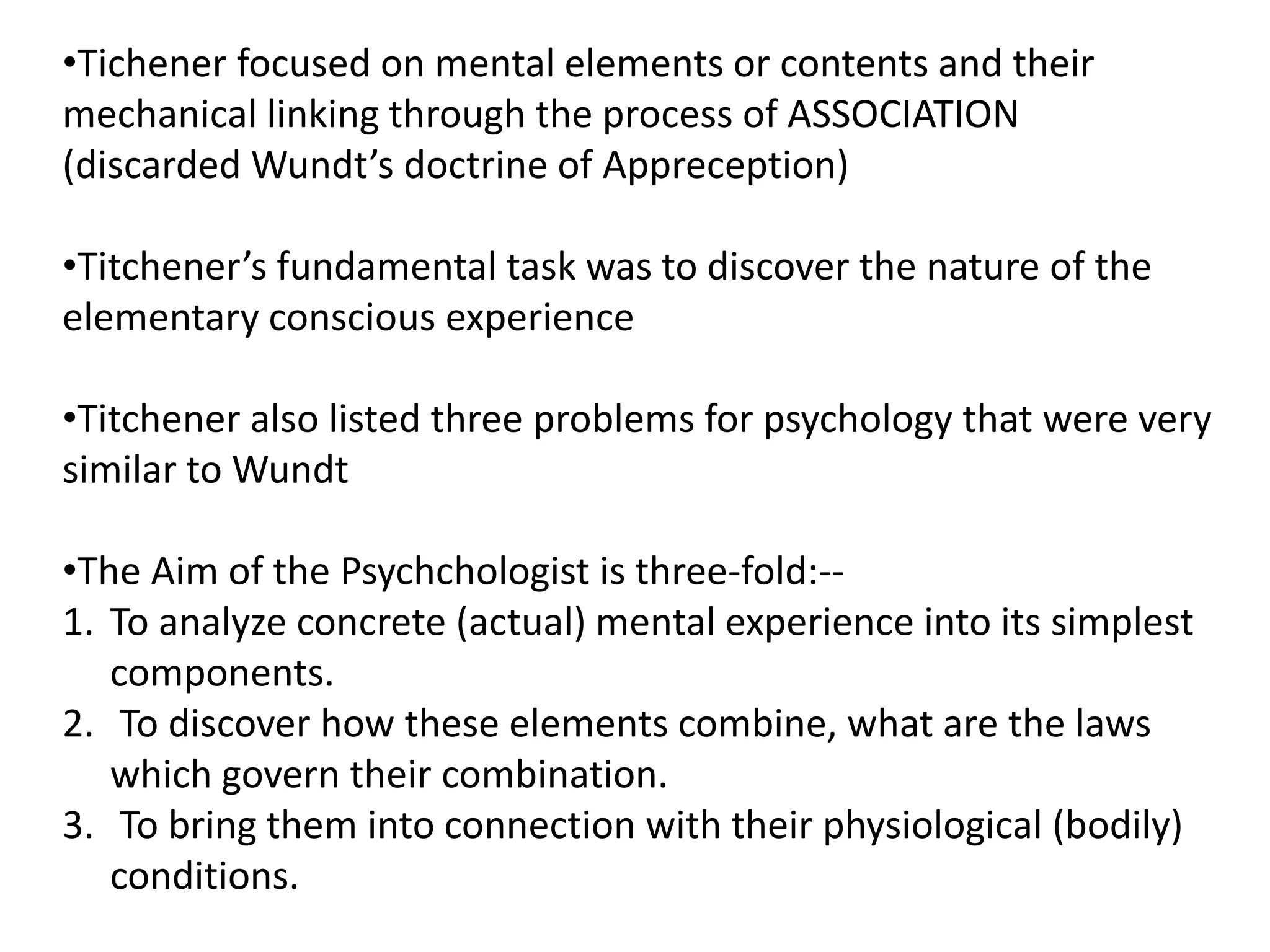 Contribution of E.B. Titchener in Structuralism | PPTX