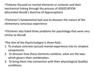 Contribution of E.B. Titchener in Structuralism | PPTX