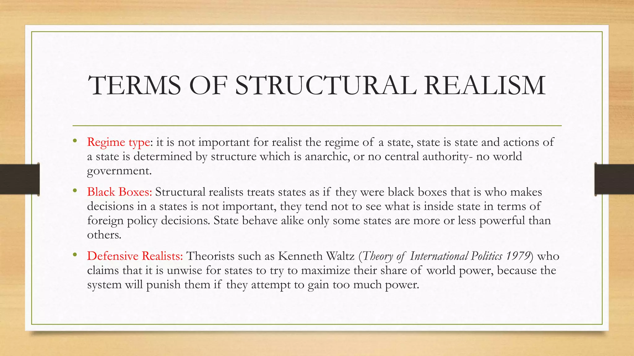 Structural realist vocabulary for beginners | PPTX