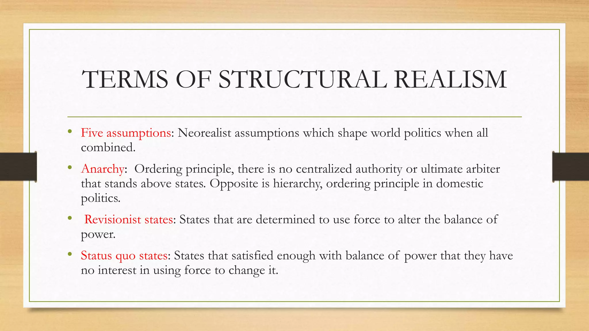 Structural realist vocabulary for beginners | PPTX