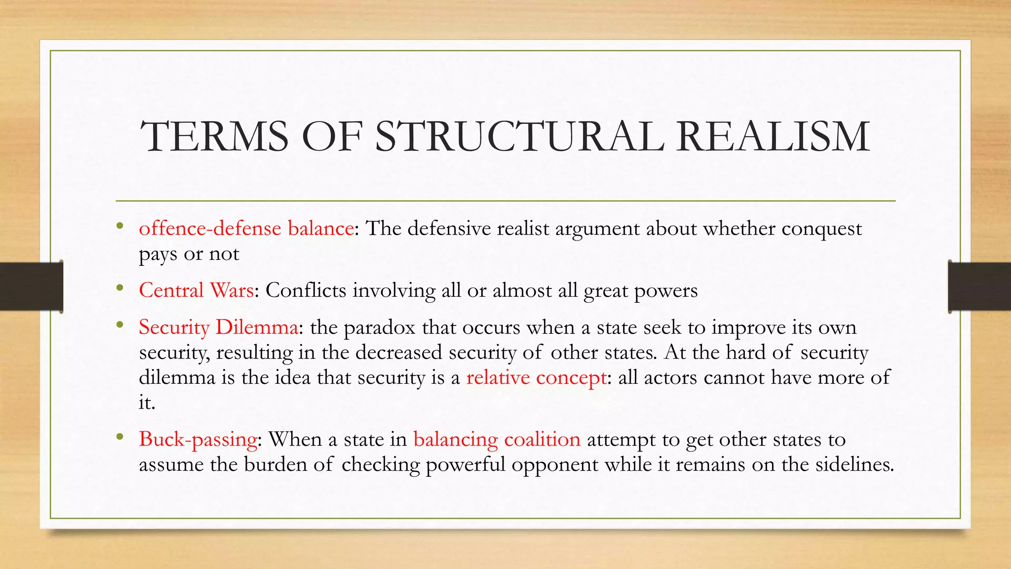 Structural realist vocabulary for beginners | PPTX