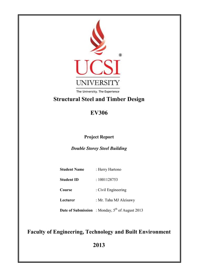 Structural Steel and Timber Design EV306 Project Report | PDF