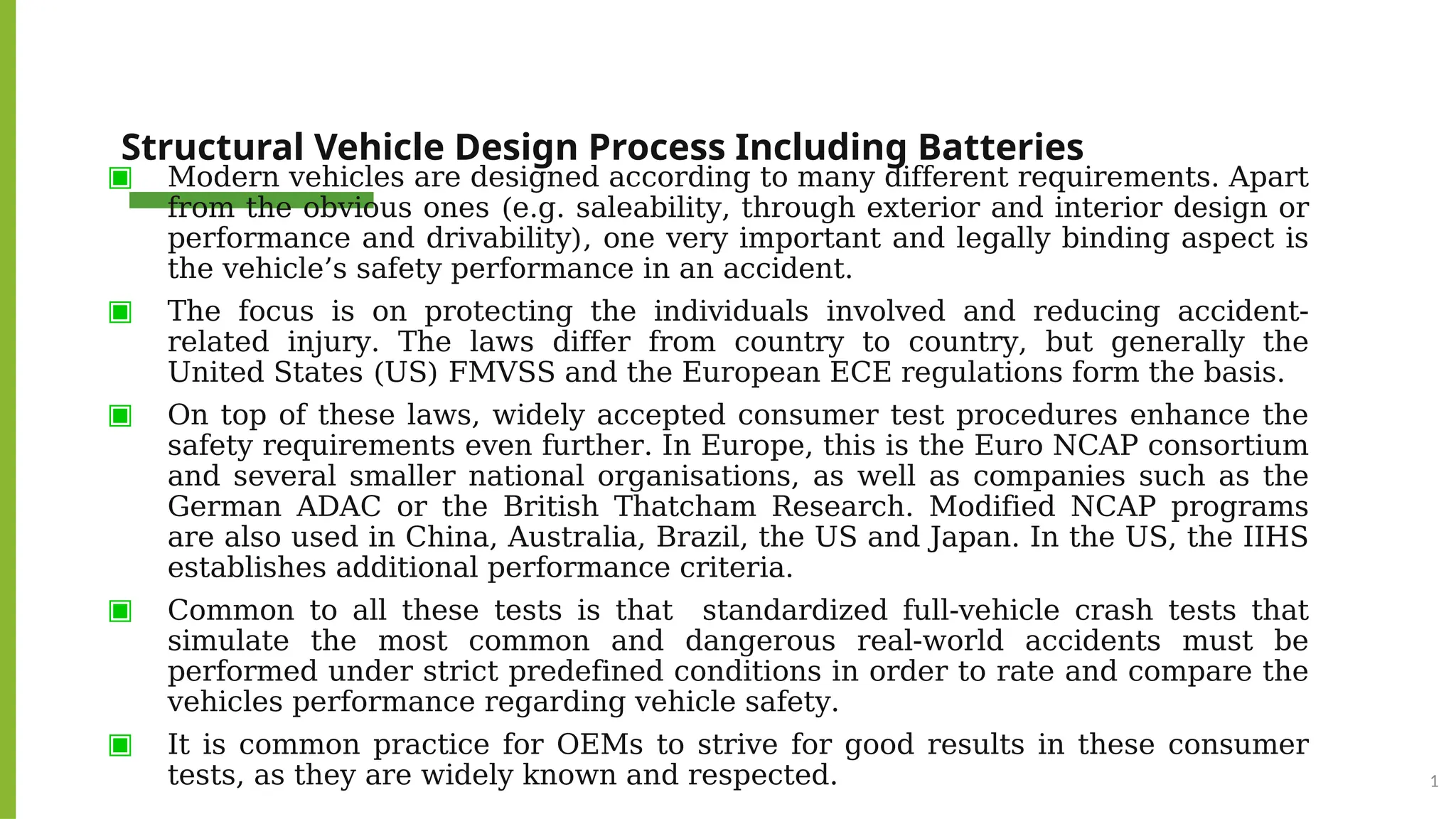 Structural Vehicle Design Process Including Batteries Modern vehicles ...