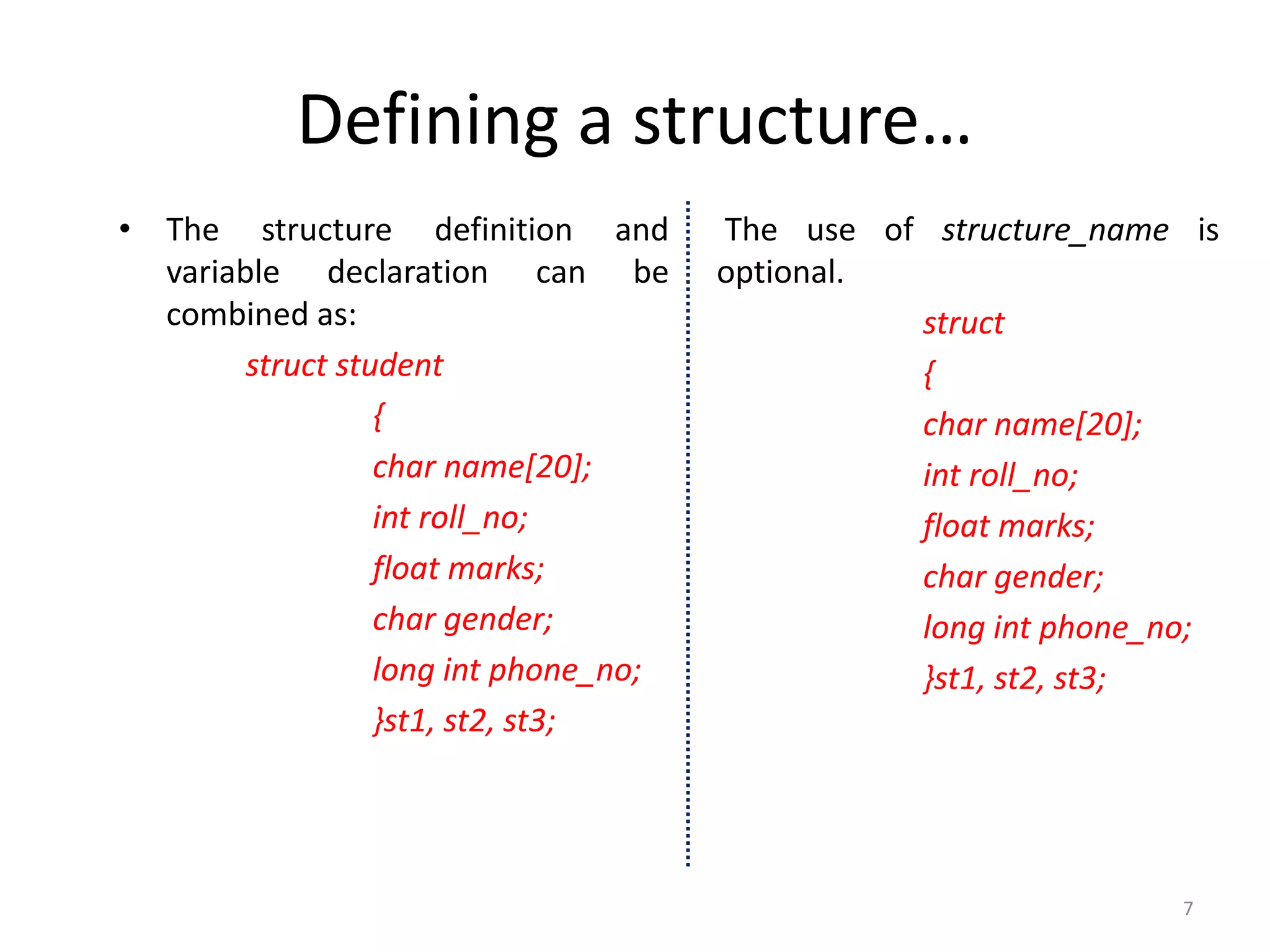 Structure in C | PPTX | Programming Languages | Computing