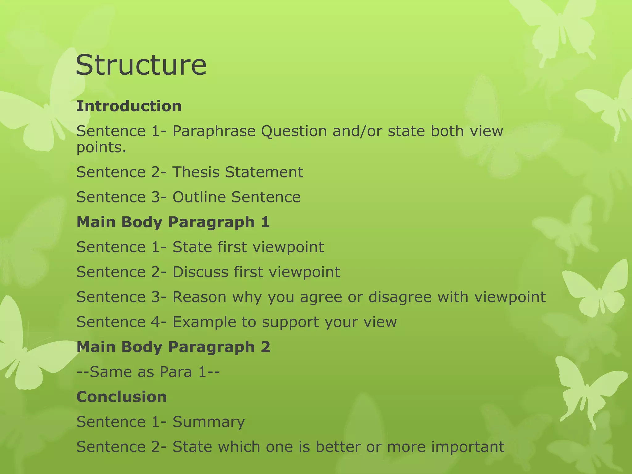 IELTS Writing Task 2 Essay Structures | PPTX