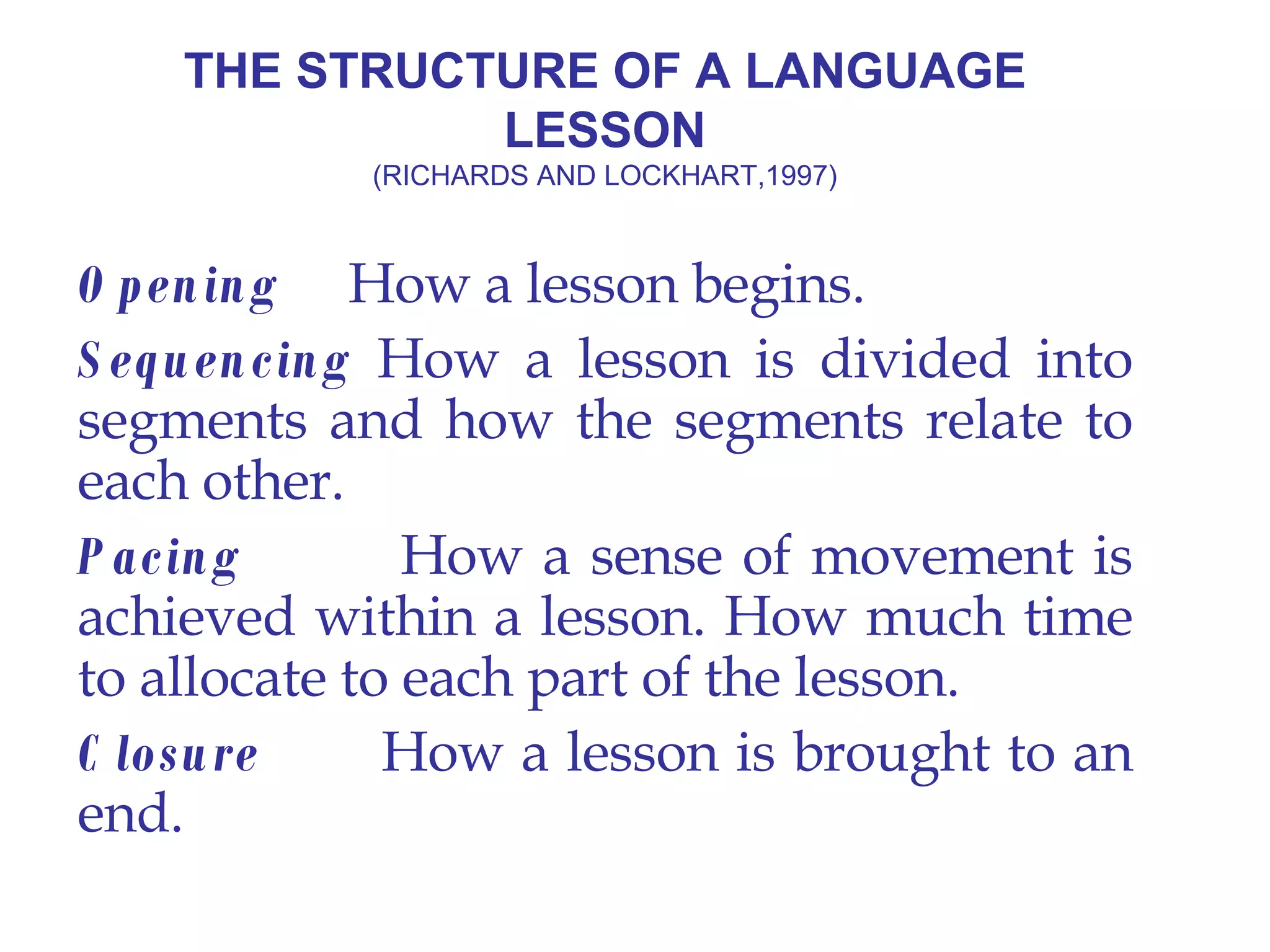 Structure Of A Lesson | PPT