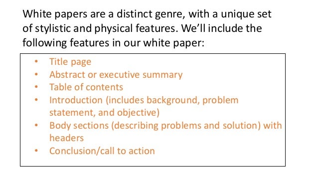 Structure of White Papers