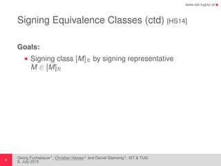 Structure-Preserving Signatures on Equivalence Classes | PPT
