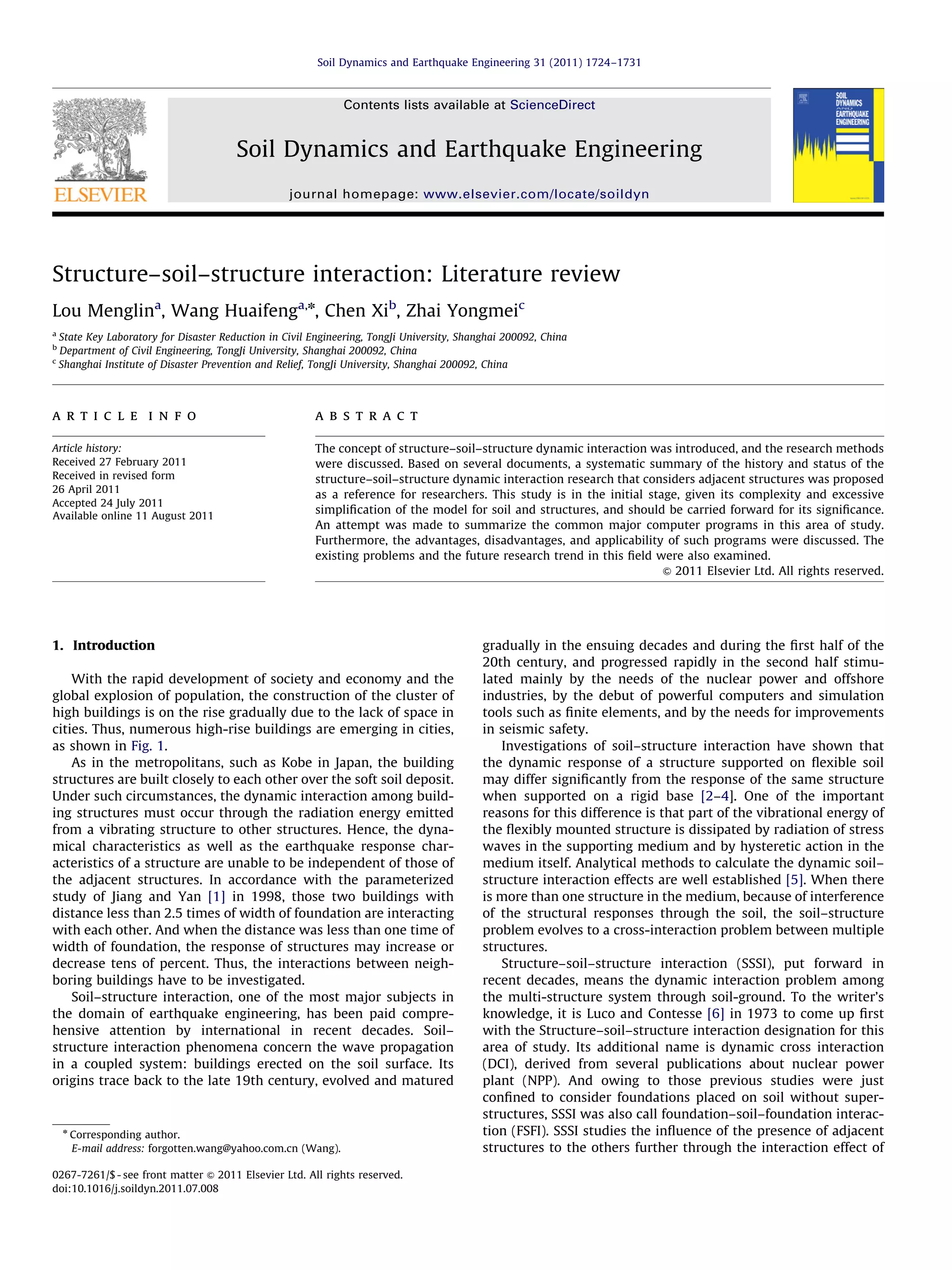Structure soil-structure interaction literature review | PDF