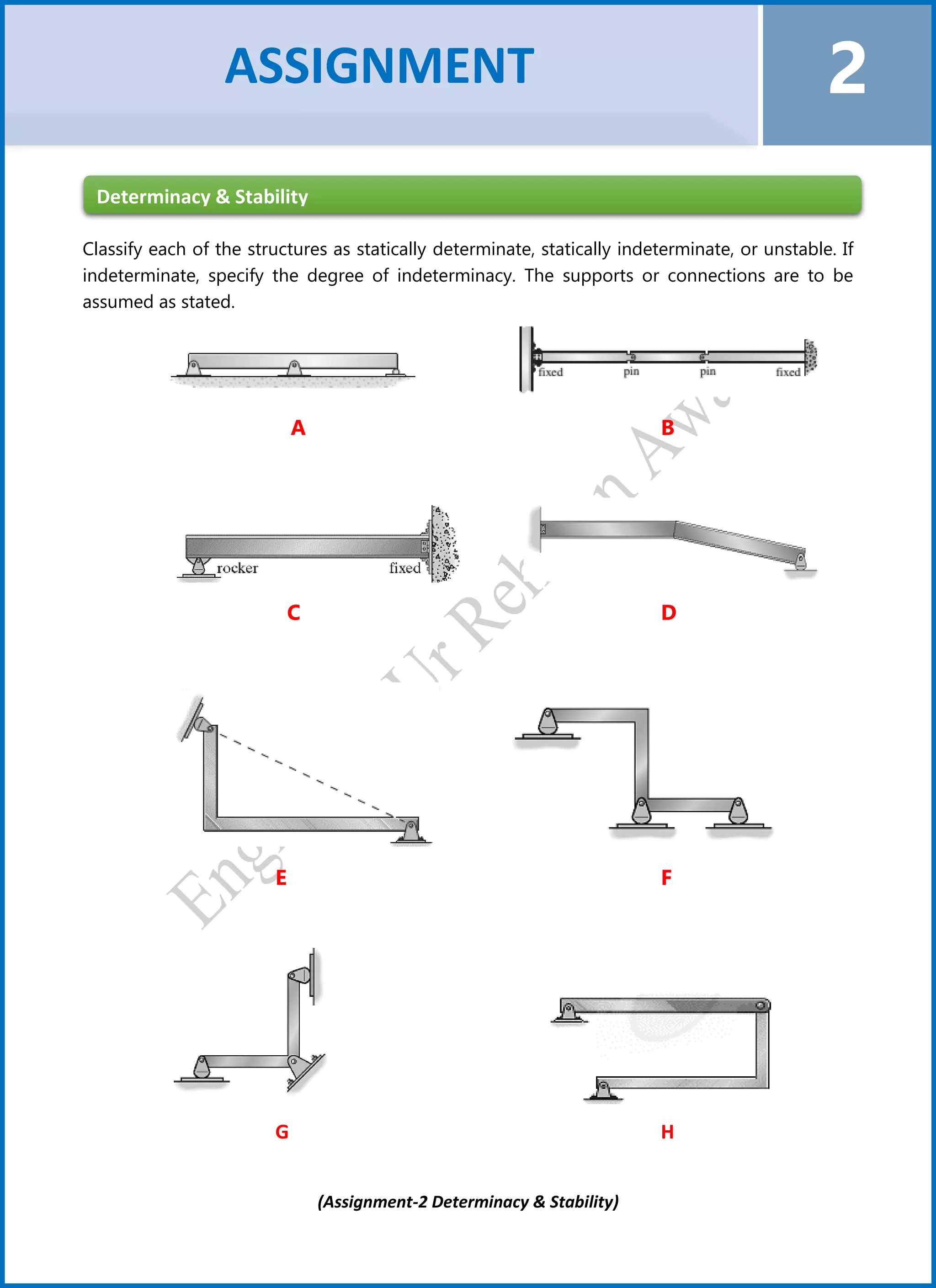 Structure analysis assignment 2 determinacy and stability | PDF