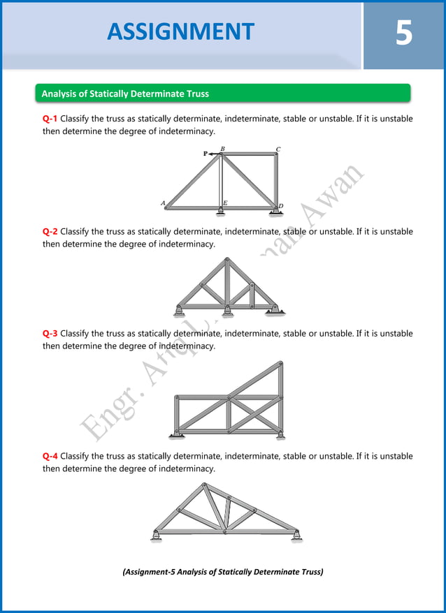 Structure analysis assignment 5 analysis of statically determinate ...