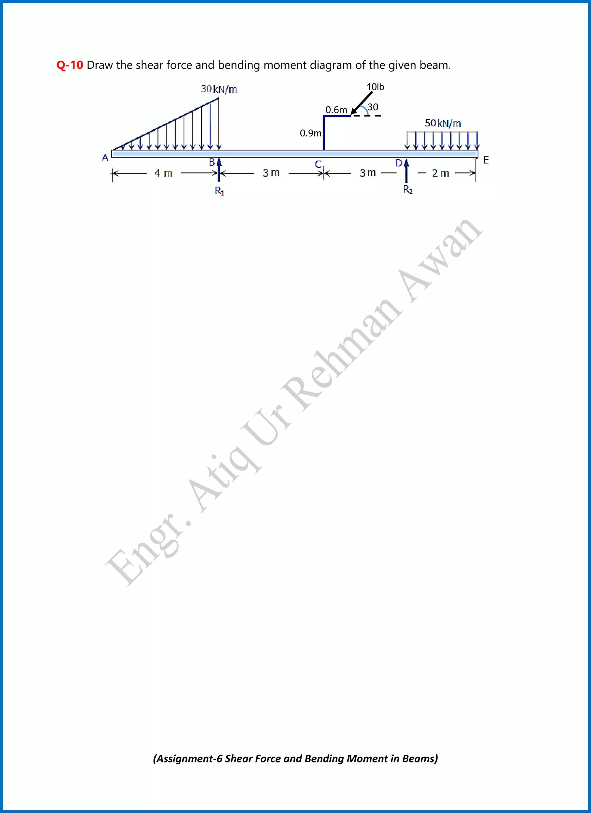 Structure analysis assignment 6 shear-force bending moment in beams | PDF